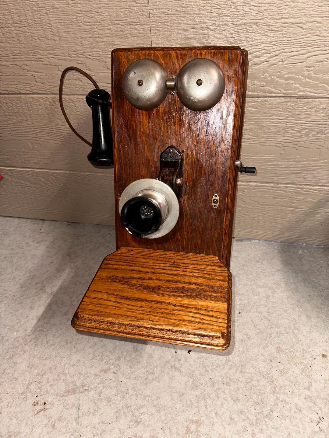 Antique Wood and Bakelite Wall Phone, All Original - Etsy