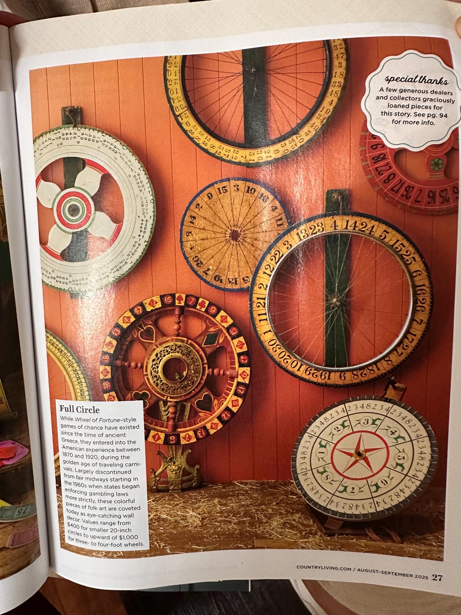 Antique Fair Roulette Game Wheel of Chance Painted Wood Folk Art Wheel ...