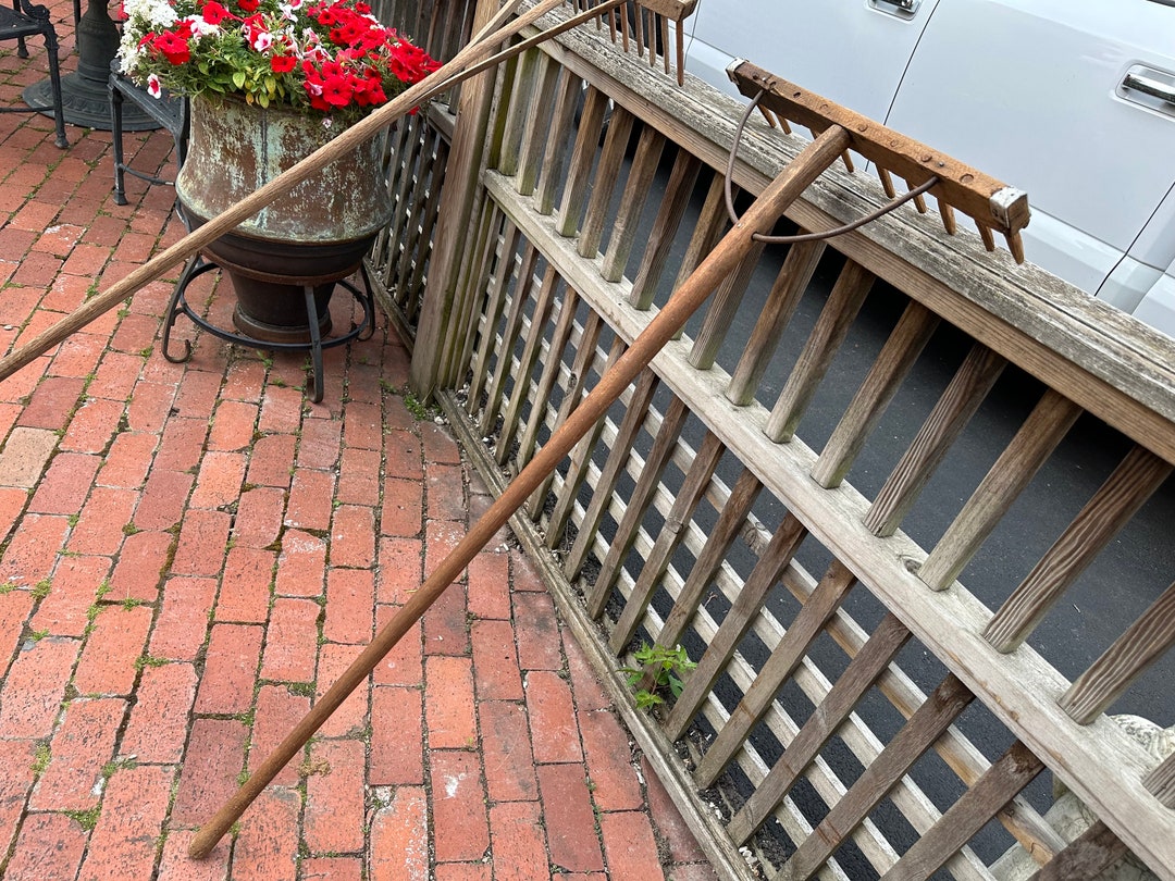 Antique Primitive Wood Landscape Hay Rake Handmade Amish Shaker Country ...