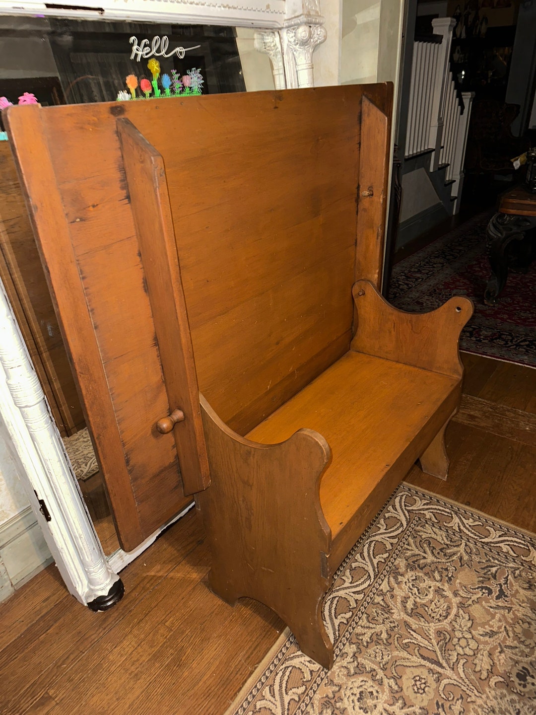 Antique Early American Colonial Pine Tilt Top Tavern Table Chair Bench ...