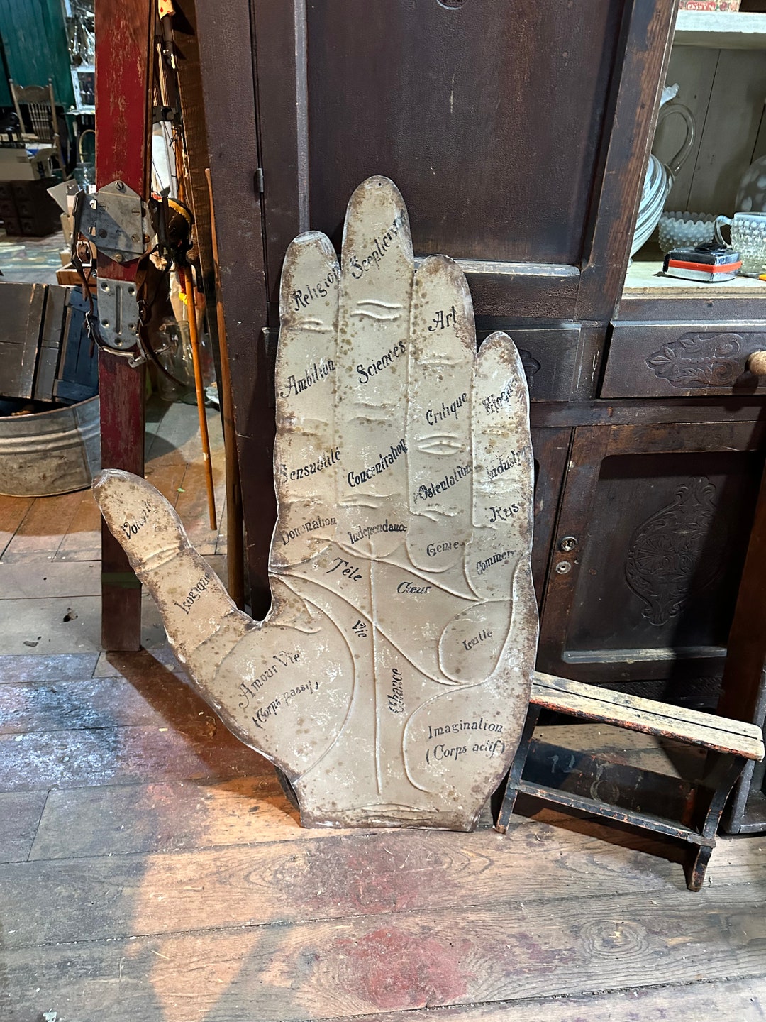 Vintage Tin Hand Palm Reading Sign French - Etsy
