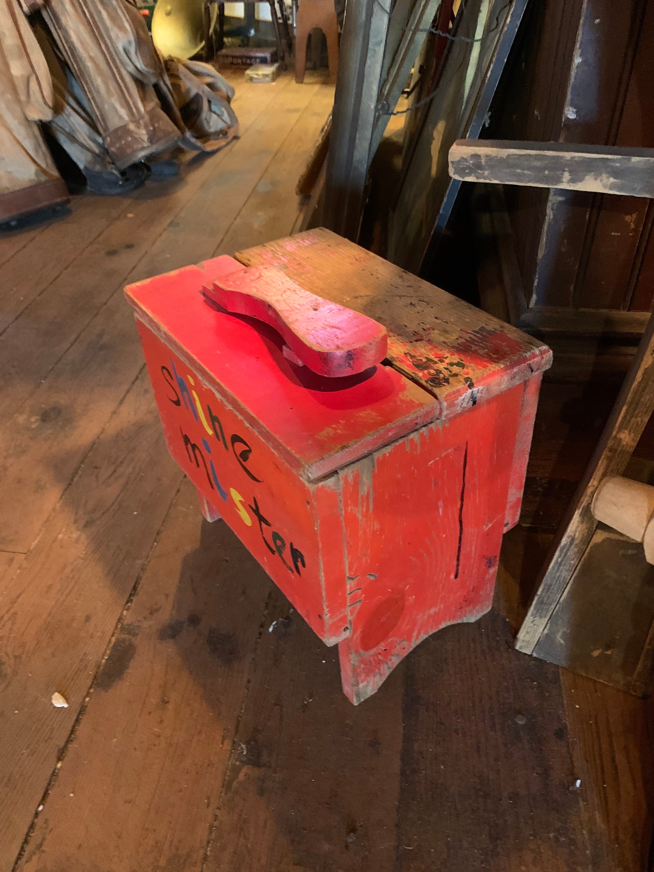 Antique Shoe Shine Foot Stool, Deluxe Version, Approximately 1940's to ...