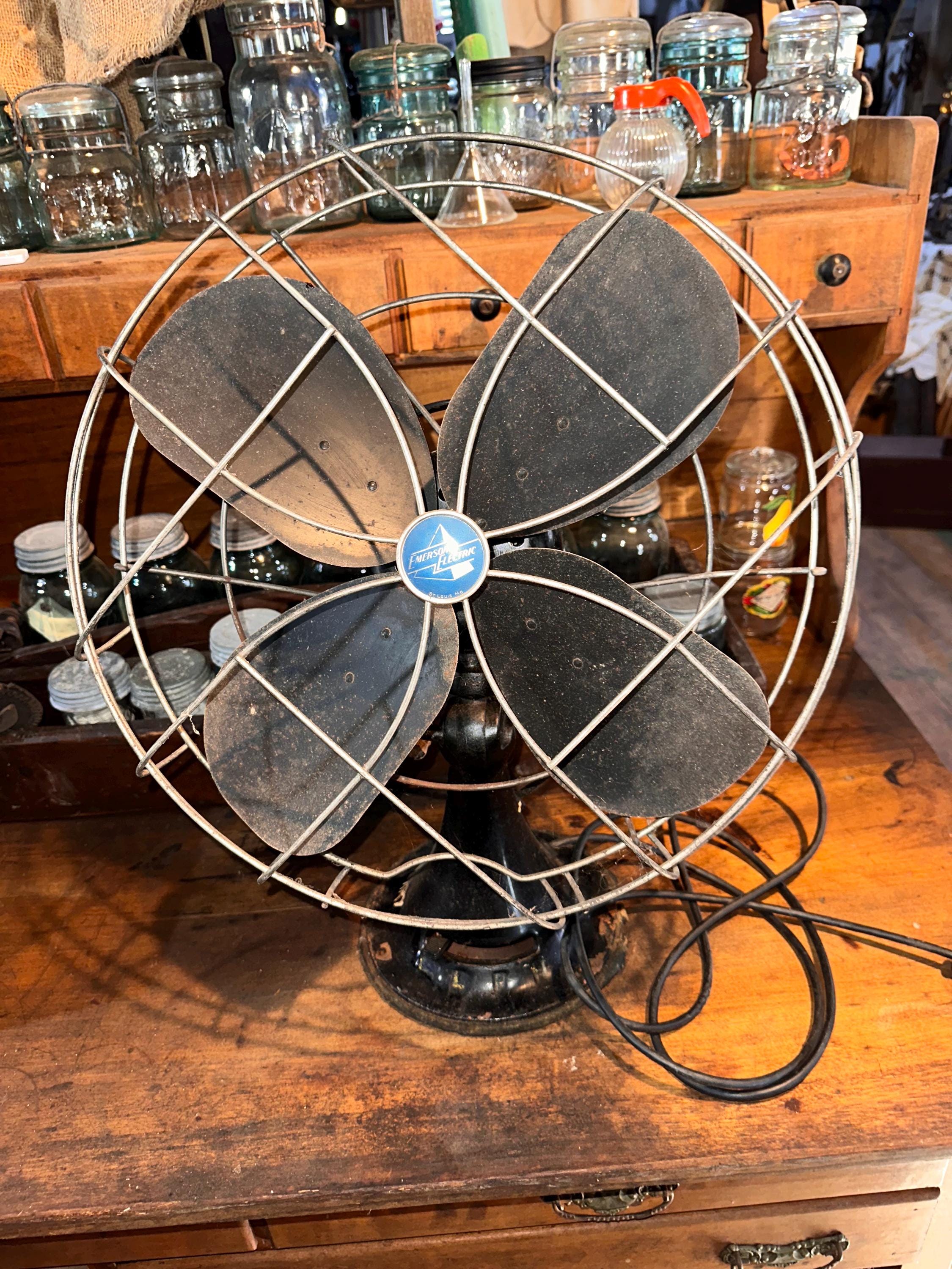 Vintage 1930's Black Emerson Industrial Fan Works Great, Approx. 17 ...