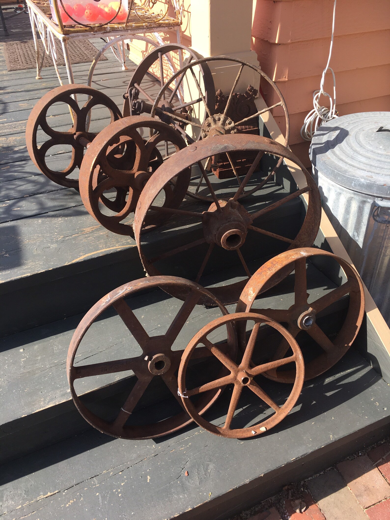 Antique Cast Iron Spoke Wheel With Cast Iron Mounting Bracket, Perfect ...