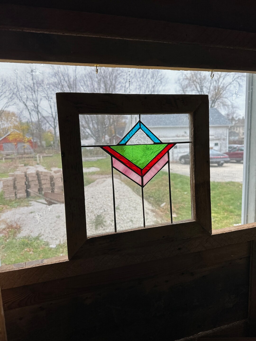 Stained Glass Window, Measures Approx, 14" Tall X 14" Wide, Thick ...