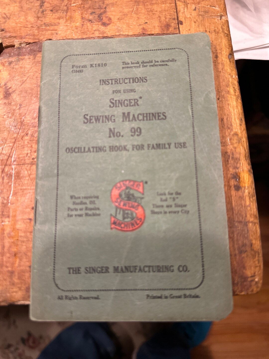 Vintage Early 1900s Singer Sewing Machine Model 99 Instruction Manual ...