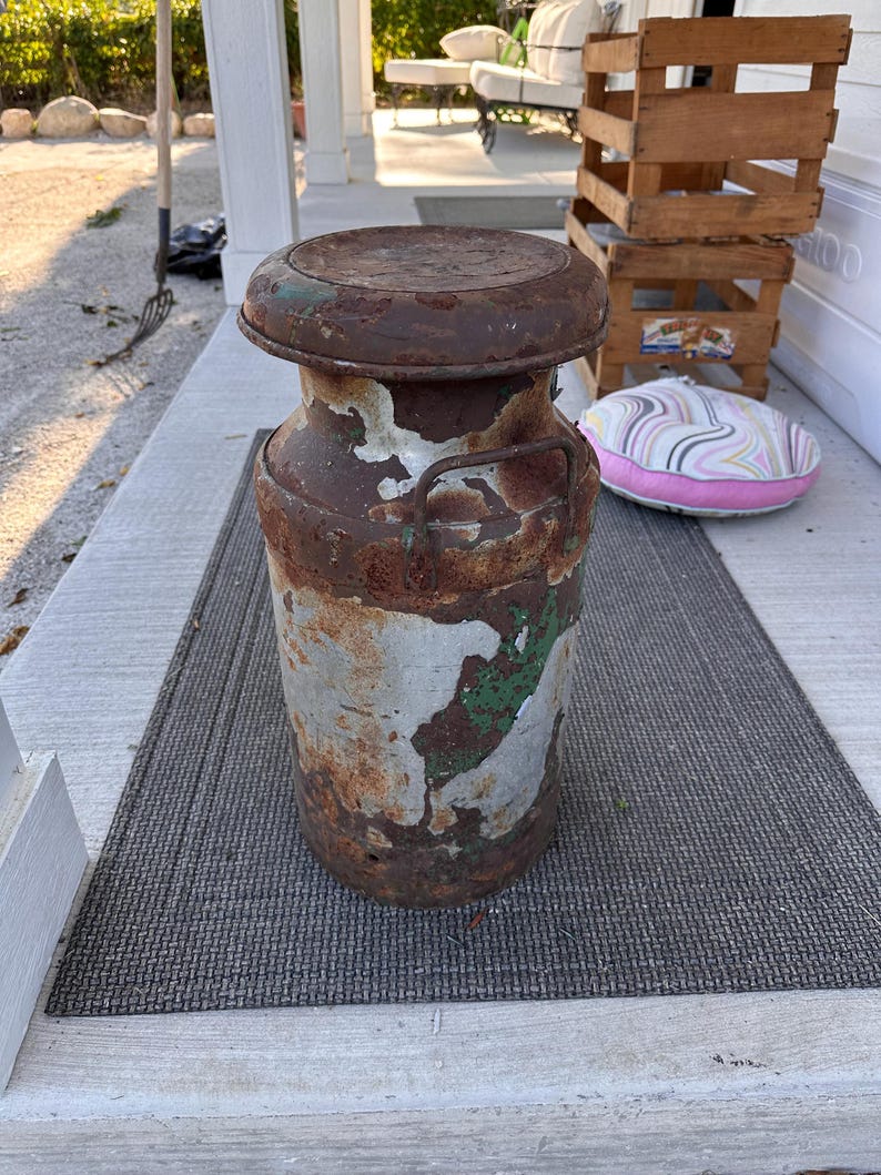 Vintage Dairy Farm Milk Can, Cream Can, With Handle and Lid, Listing is ...