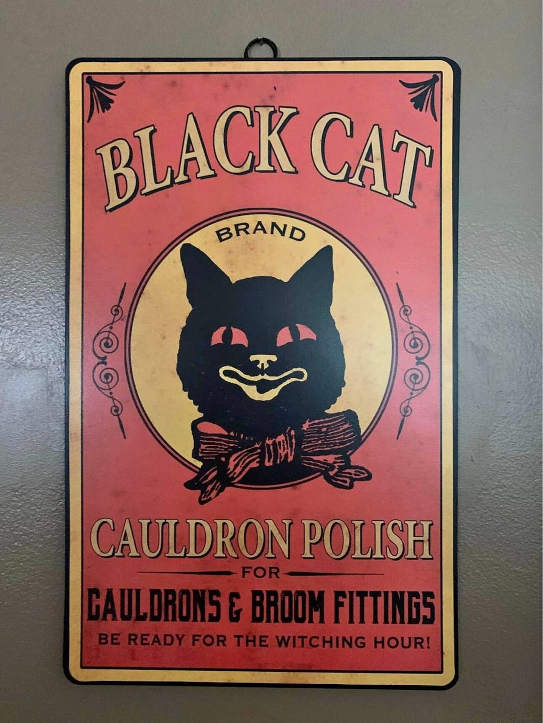 Vintage Look Black Cat Halloween Metal Sign Apx 15 1/2 by 9 1/2 - Etsy