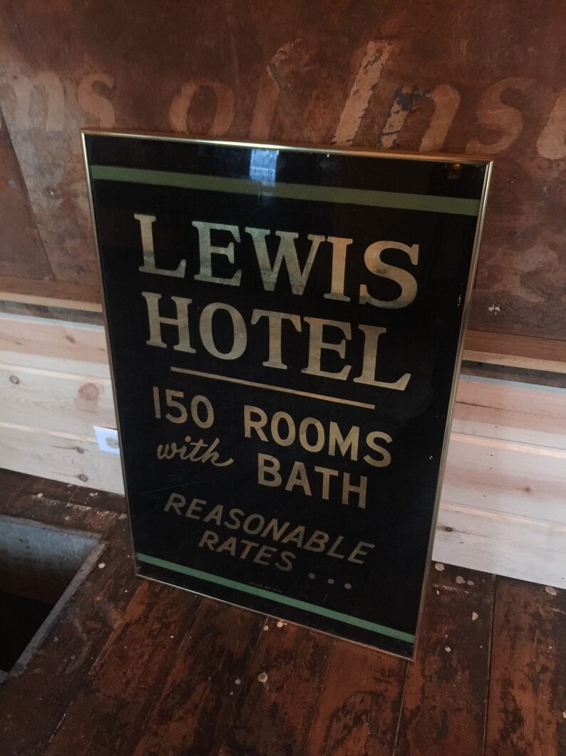Vintage Lewis Hotel Glass Reverse Painted and Framed 150 | Etsy