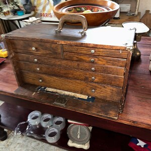 Antique Vintage Oak Machinest Watch Makers Tool Box Chest, Measures ...