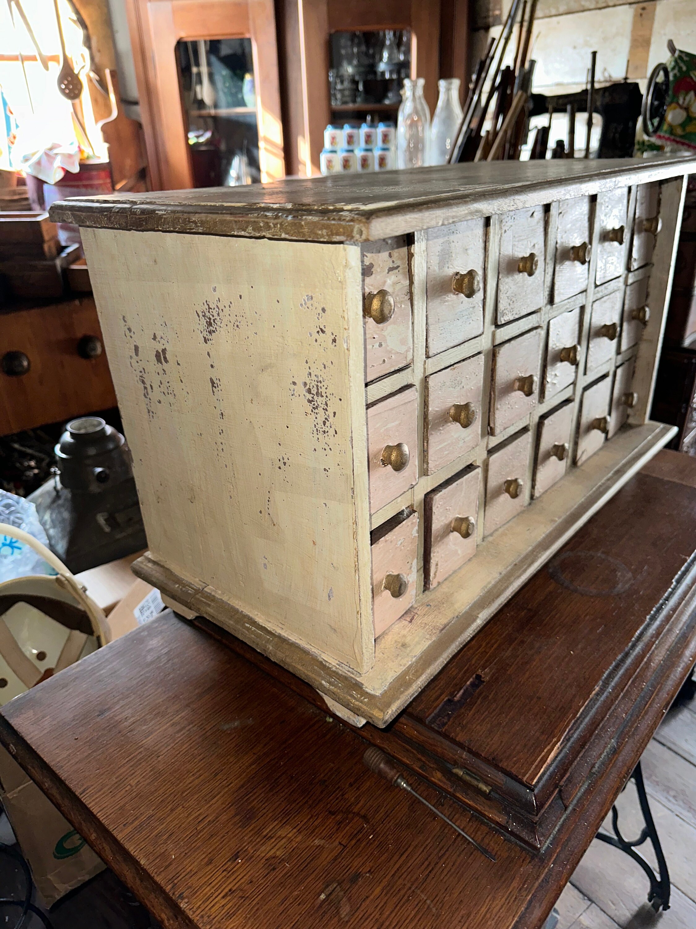 18 Drawer Cabinet Unit, Primitive Home Made, Farm House, Great Unit ...