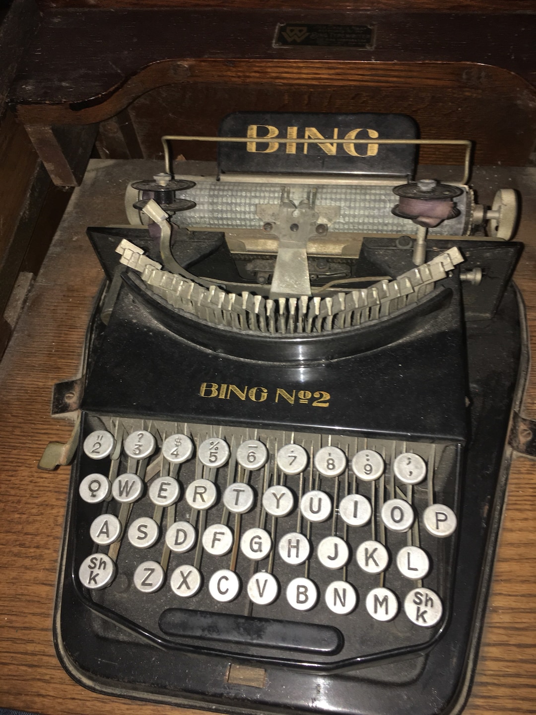 Very Rare Antique 1920's Bing No.2 Typewriter W/cover, Original Desk ...