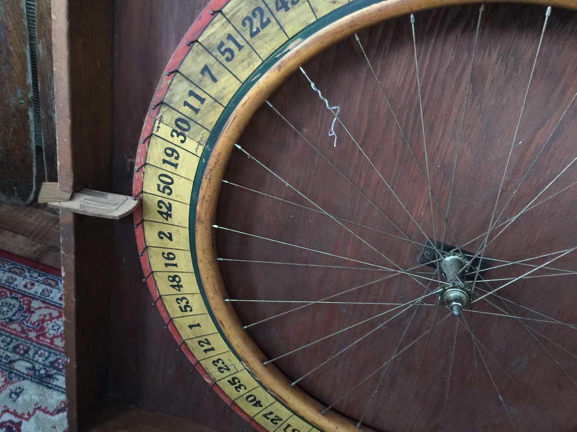 Antique Fair Roulette Game Wheel of Chance Painted Wood Folk Art Wheel ...