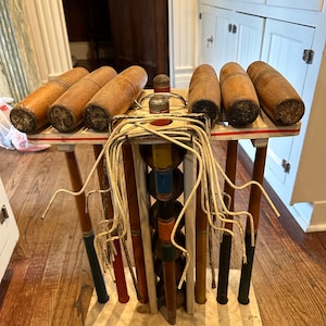 Antique Six Player Wood Croquet Set With Wood Crate Holder, Very Cool ...