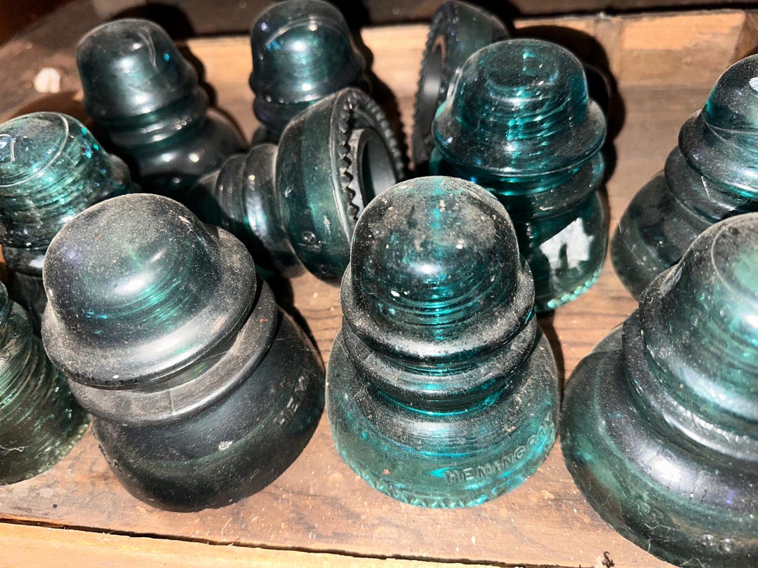 Vintage Set of 5 Blue Glass Insulators Great Decoration - Etsy