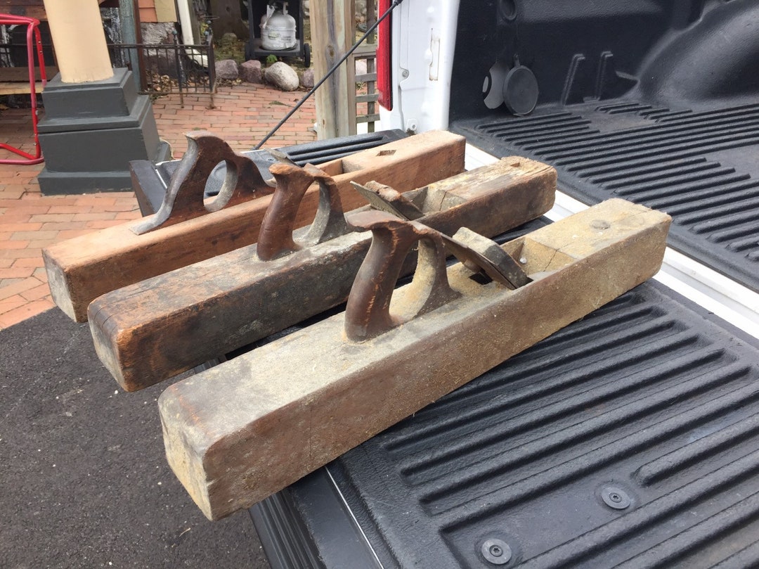 Antique Primitive Wooden 22" Hand Plane Hand Crafted Tool W/ Blade VTG ...