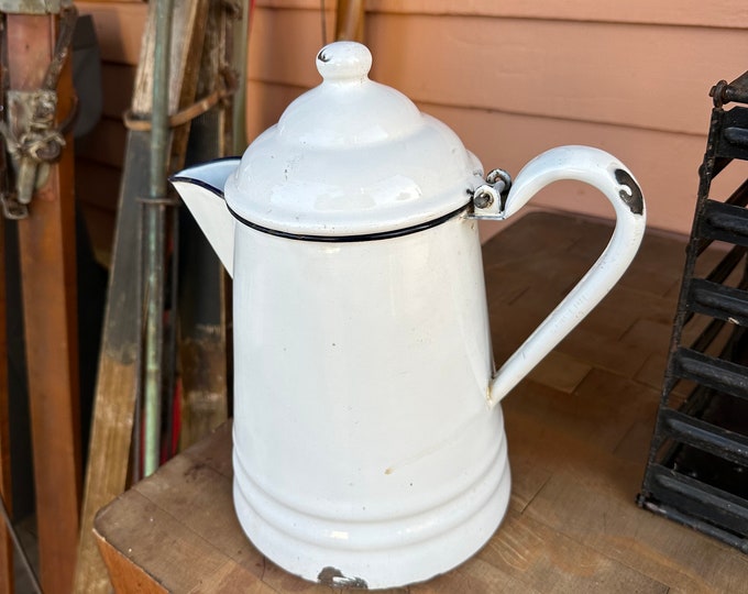 Cowboy Camp Coffee Pot Large, Approx 11” Tall 6” Opening on Top, White ...