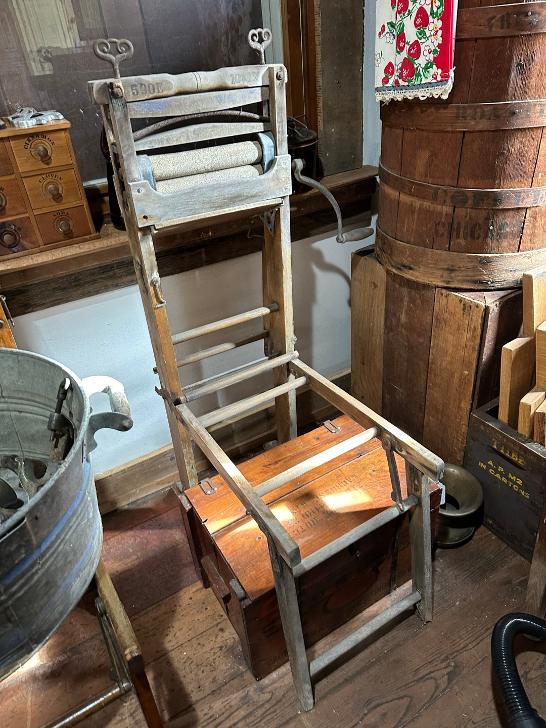 Antique, Anchor Folding Bench Washer Wringer, Double Wash Tub Stand ...
