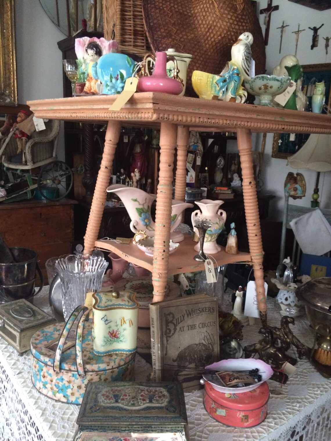 Antique Victorian OAK Parlor Fern Table CARVED W/ Claw Feet - Original ...