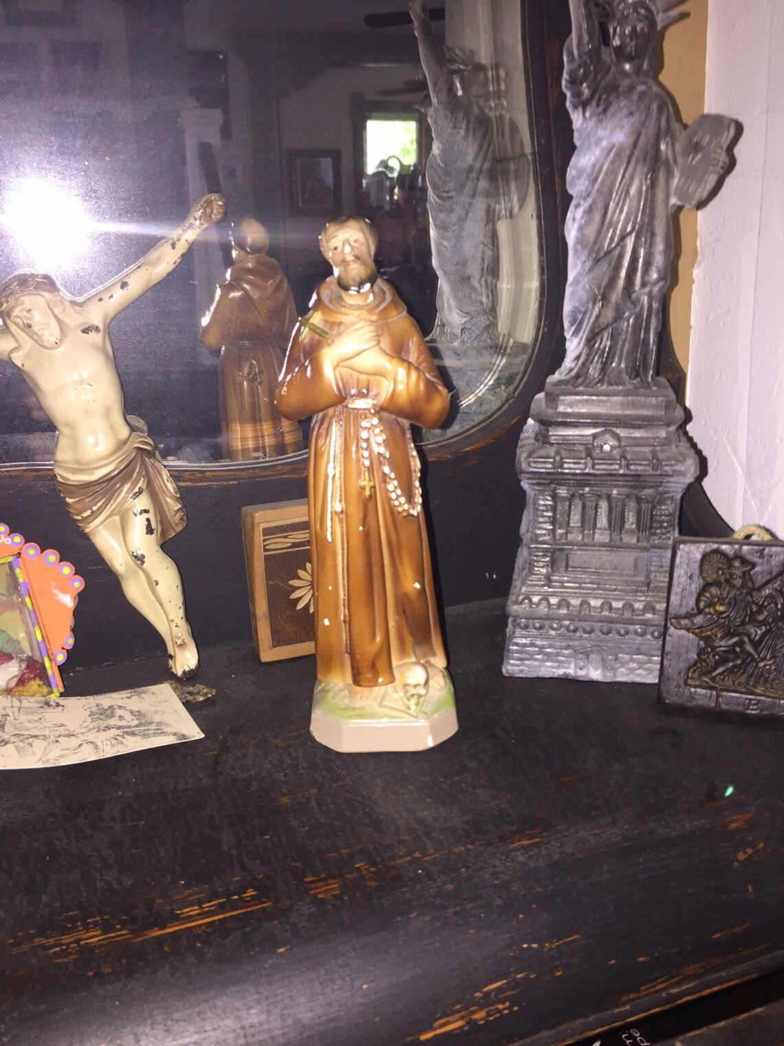 Vintage Religious Statue of Franciscan Monk, Plaster Statue Religious ...