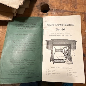 Vintage Early 1900s Singer Sewing Machine Model 66 Instruction Manual ...