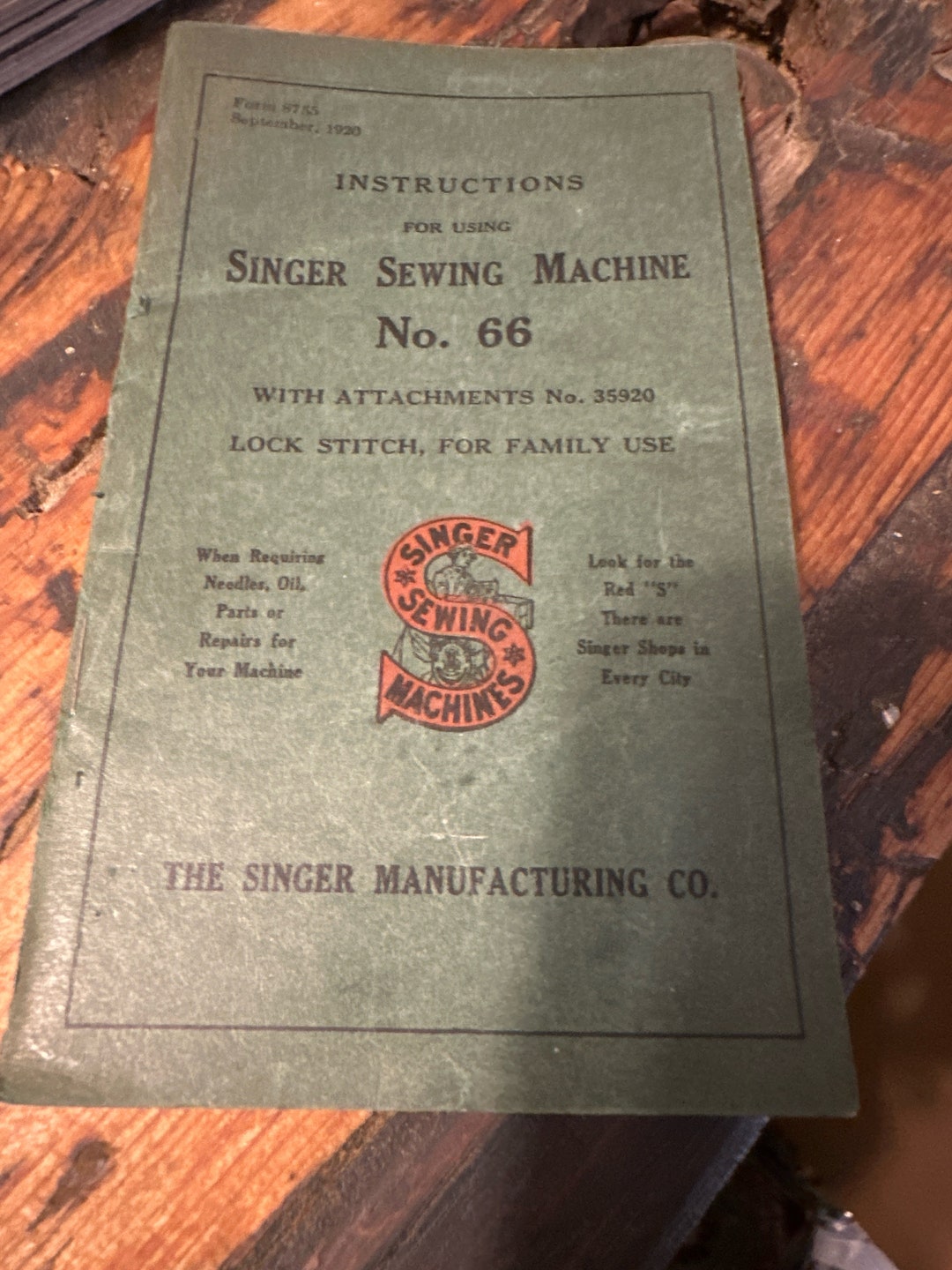 Vintage Early 1900s Singer Sewing Machine Model 66-6 Instruction Manual ...