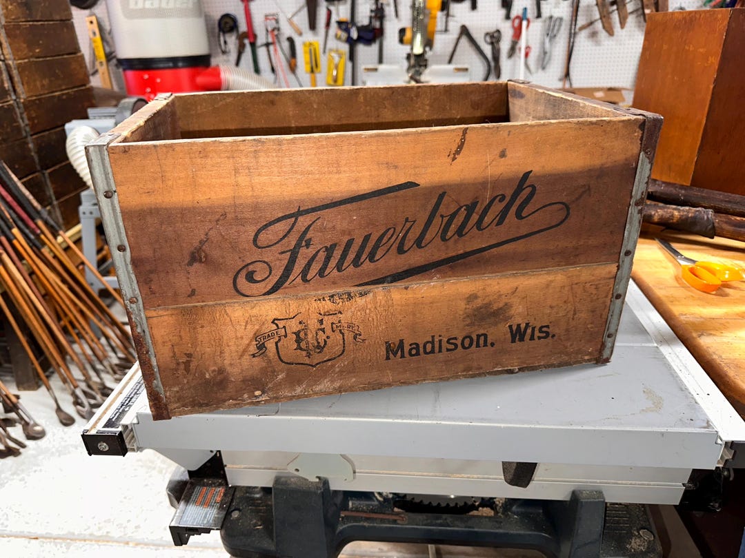 Vintage Wooden Beer Crate W/lid Fauerbach Brewing Madison Wisconsin ...
