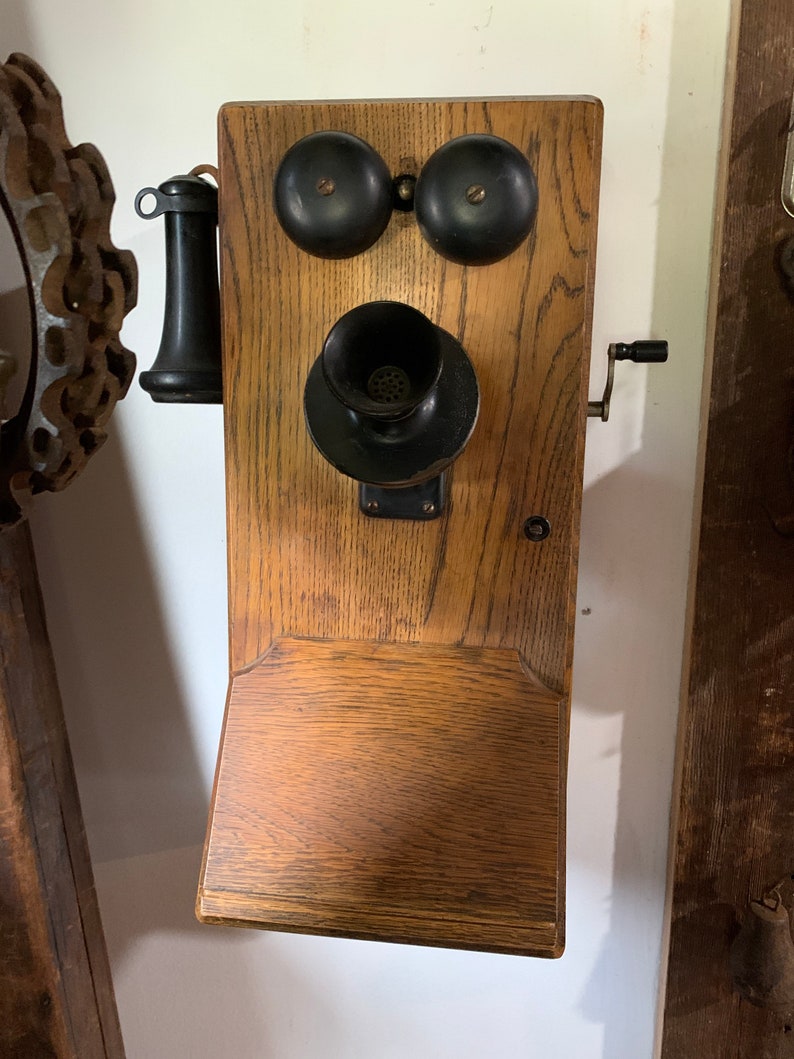 Antique Kellogg Wood and Bakelite Wall Phone, All Original - Etsy