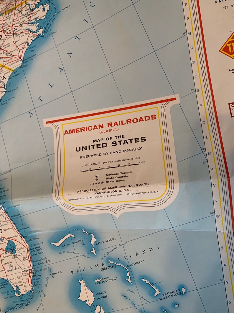 Vintage XLarge American Railroads Class 1 Rand and McNally Map | Etsy