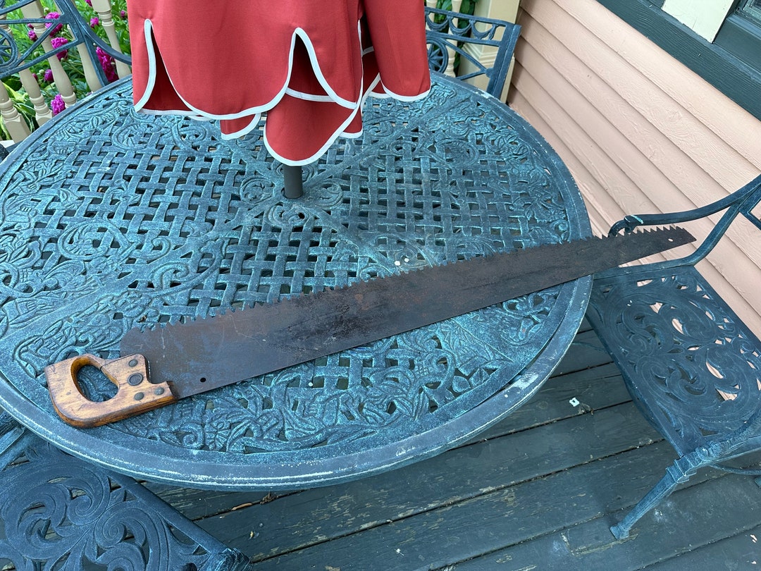Antique, Large Saw Approx 48” Logging Timber Saw Circa Approx Post ...