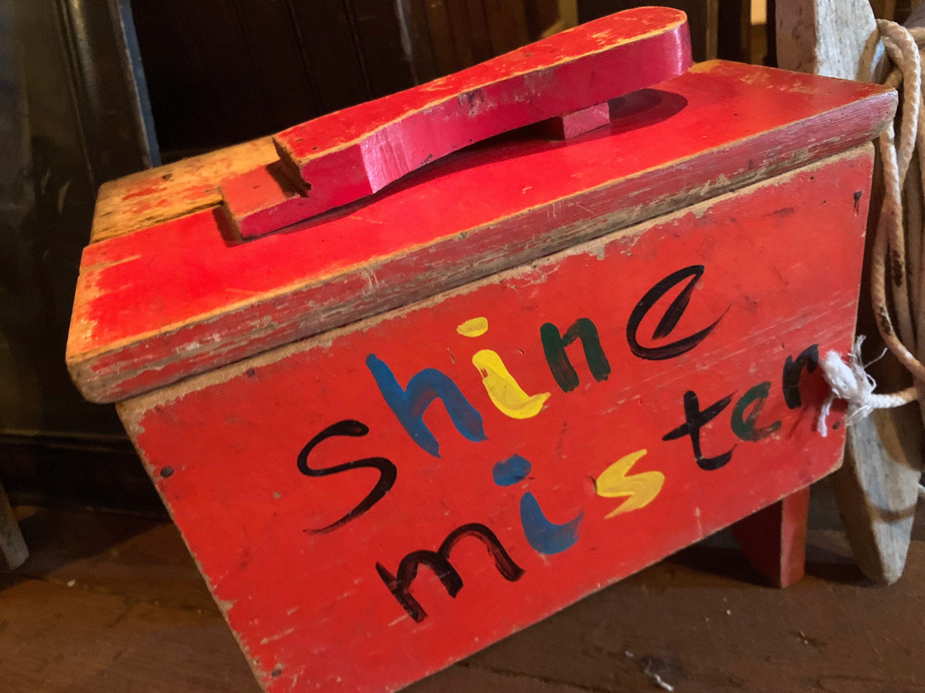 Antique Shoe Shine Foot Stool, Deluxe Version, Approximately 1940's to ...