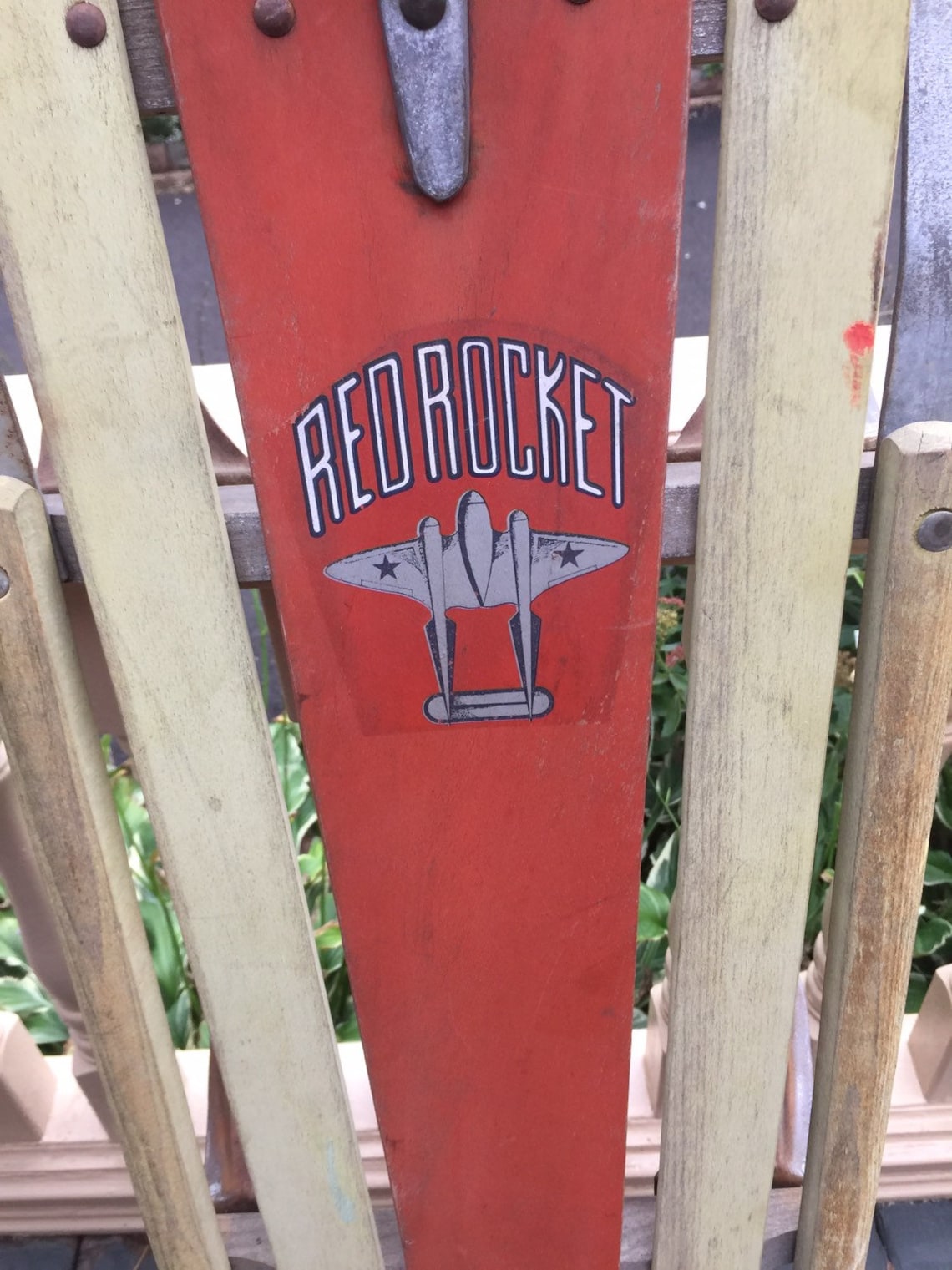 Ex. Rare Vintage 1940's Red Rocket Sled W/ P-38 Lightning Plane Decal ...