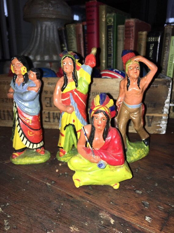 Set of Four Vintage Native American Indian - Etsy