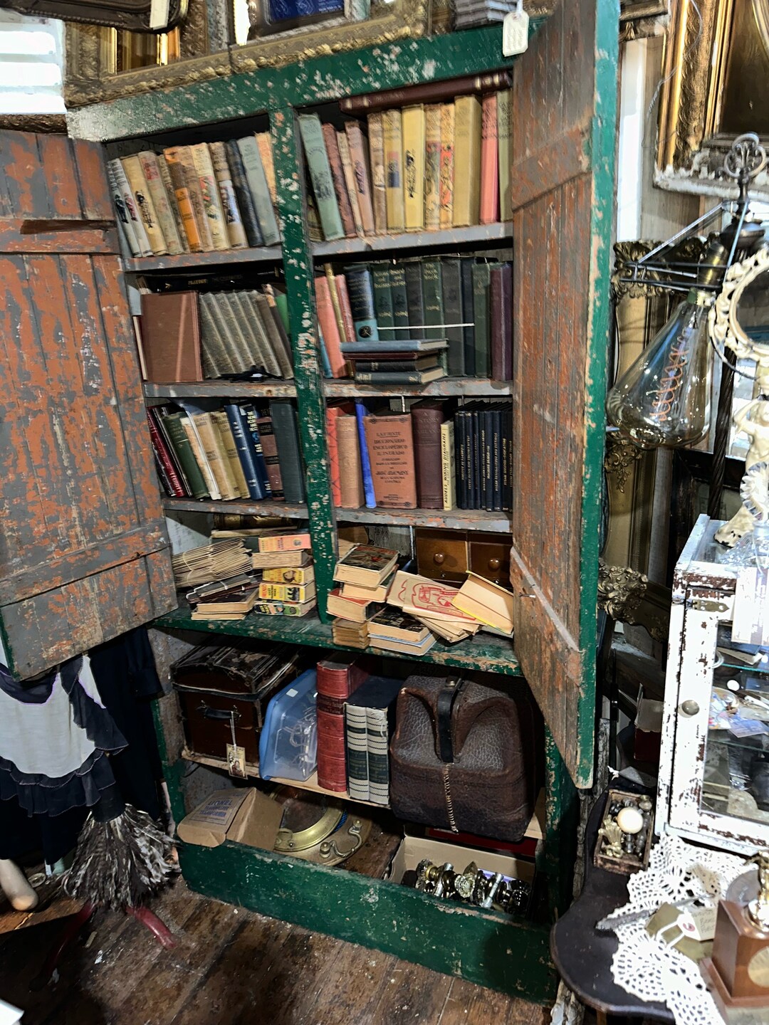 Primitive Cabinet, Tounge and Groove, Numerous Shelves, Original Paint ...