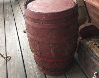Primitive WOODEN BARREL From 1800's, With Handles, Heavy Duty ...