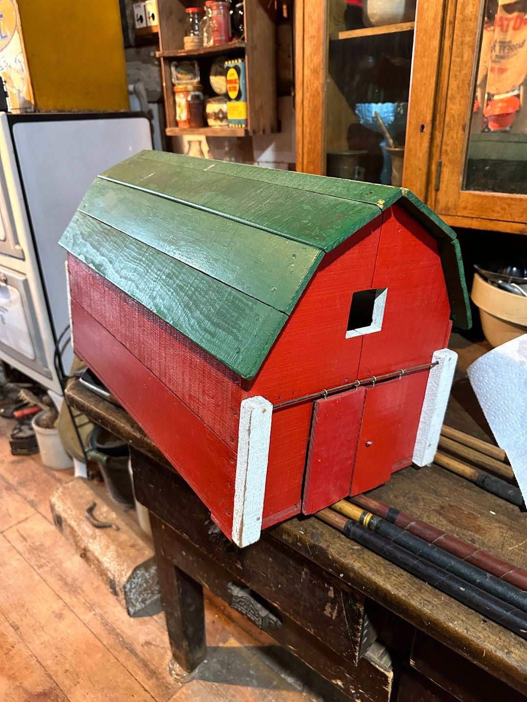 Antique Home Made Toy Barn, Folk Art, All Wood, Removable Top and ...