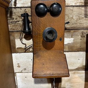 Antique Kellogg Wood and Bakelite Wall Phone, All Original - Etsy
