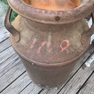 Vintage Dairy Farm Milk Can, Cream Can, With Handle and Lid, Listing is ...