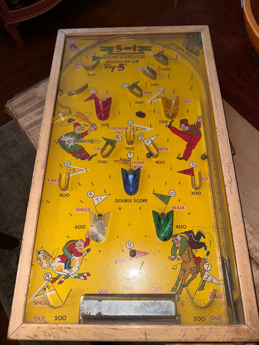 Vintage 1930s-40s Poosh-m-up BIG 5 Table Top Pinball Game, Works Great ...