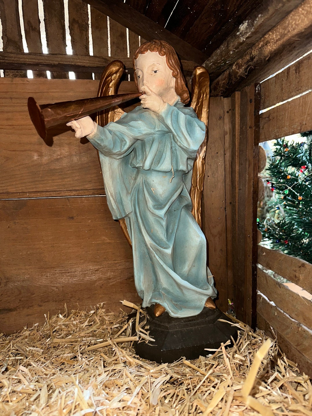 Rare Antique Chalkware Nativity Set 17” Angel Approx 1920s, Hand ...