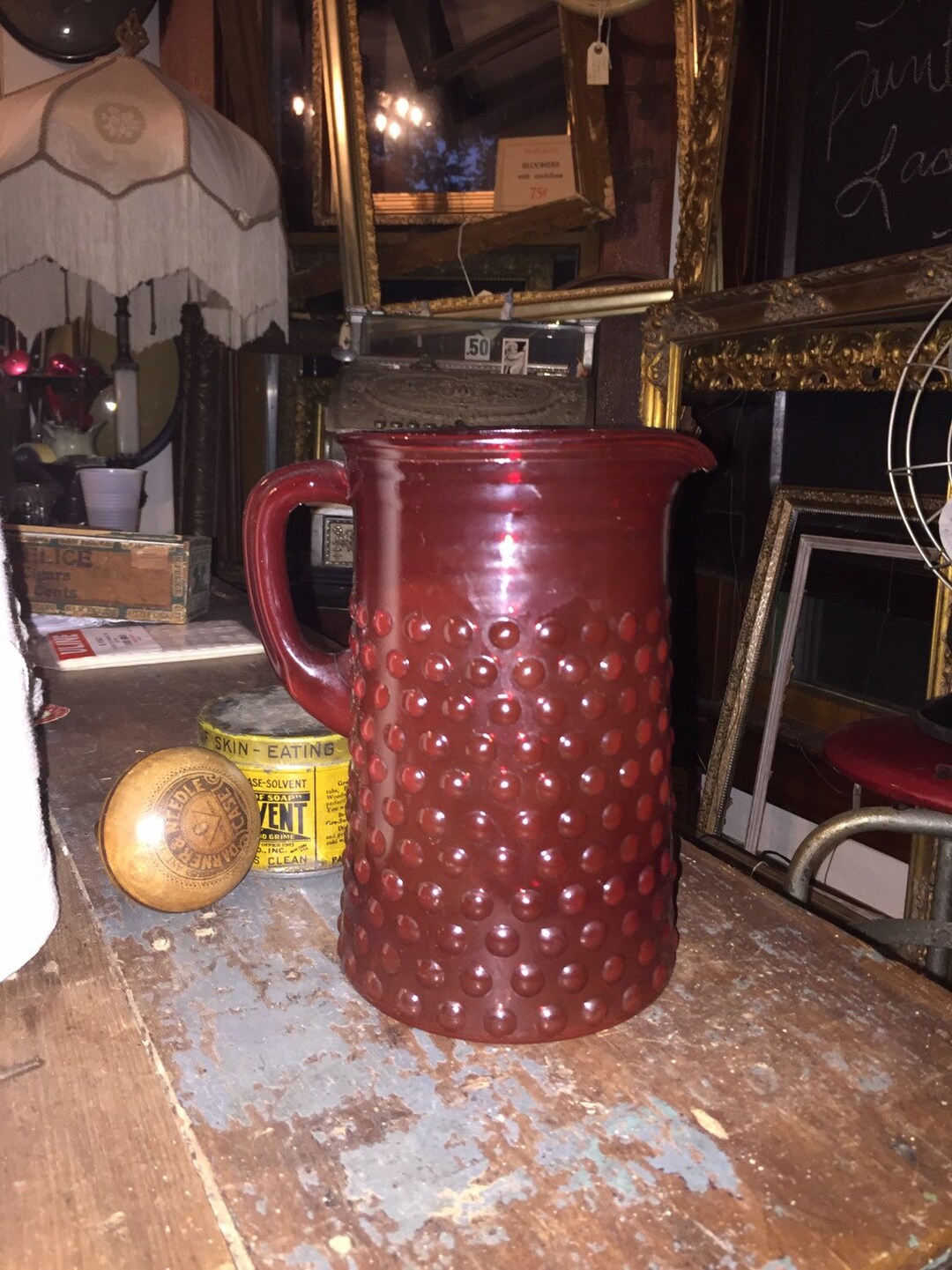 Red Bubble Glass Pitcher, Very Heavy Duty, Very Nice, 1940s - Etsy