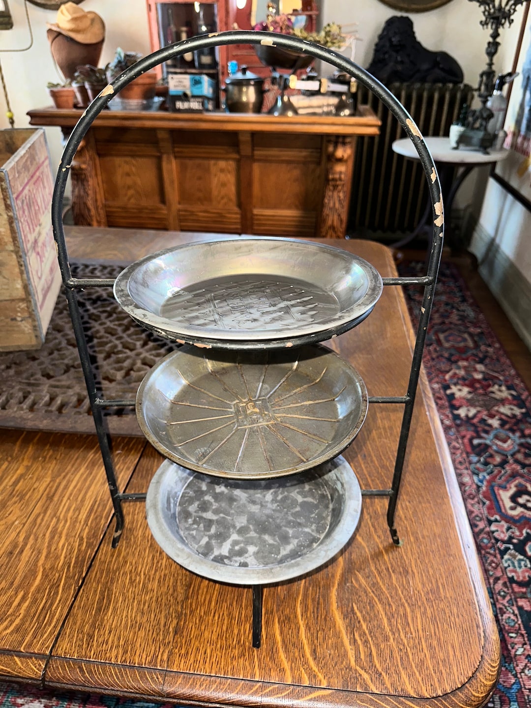 Antique Kitchen 3-tier Pie Stand/plate Rack, Pie Pans Included but May ...