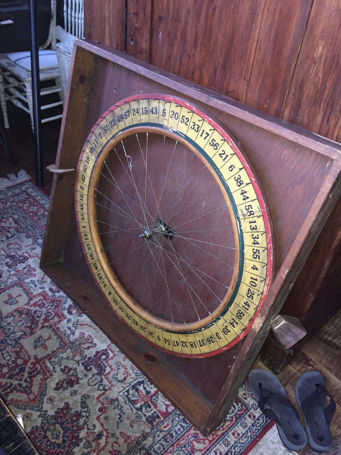 Antique Fair Roulette Game Wheel of Chance Painted Wood Folk Art Wheel ...
