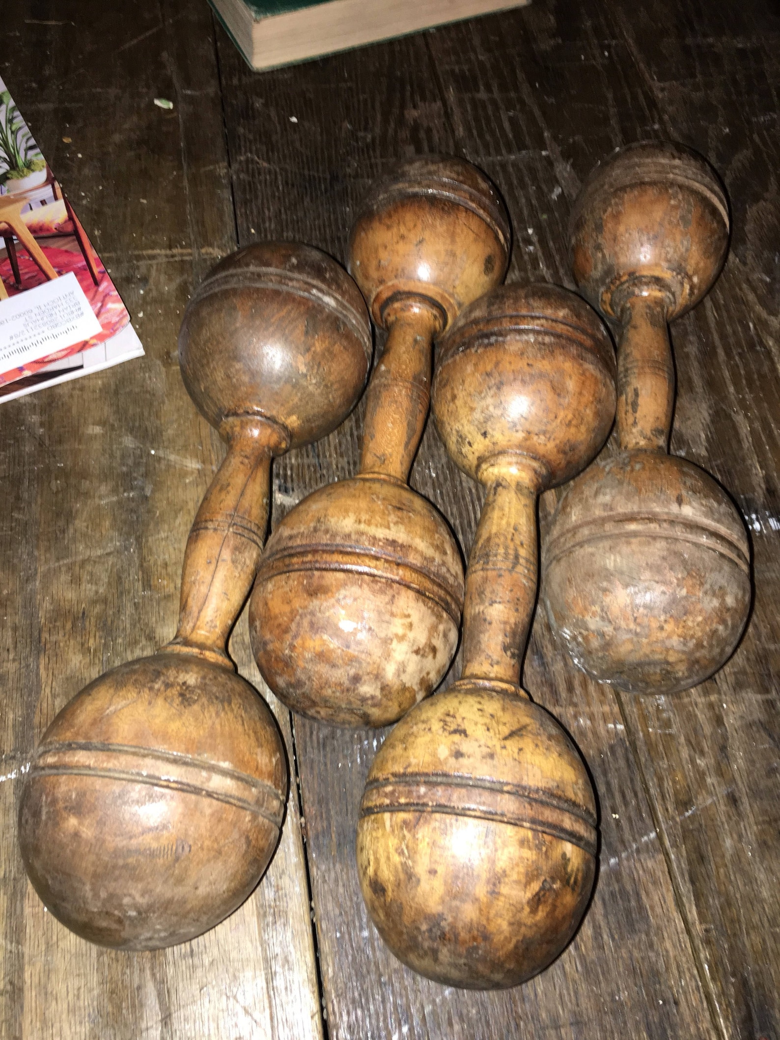 Antique Wood Barbell Set of 2 Original Condition Very Cool | Etsy