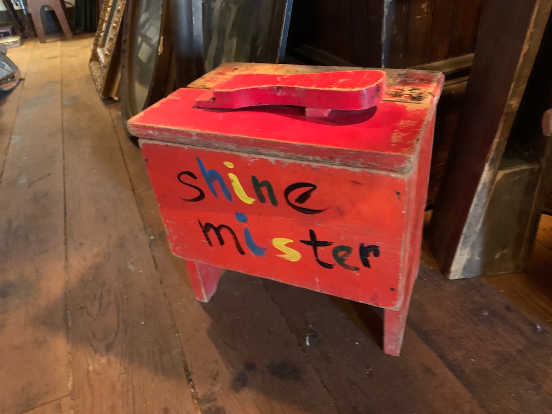 Antique Shoe Shine Foot Stool, Deluxe Version, Approximately 1940's to ...