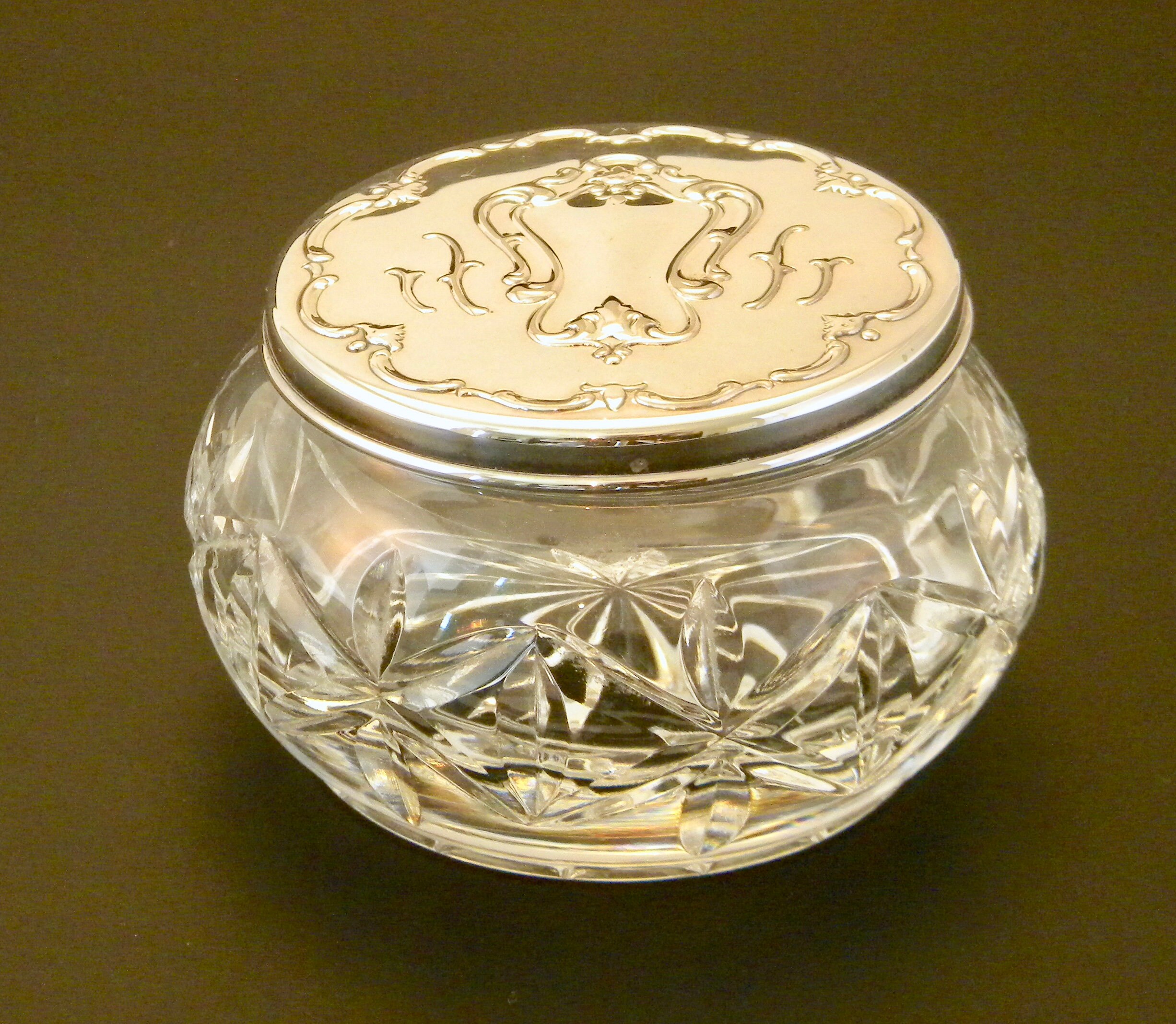 Vintage Silverplate Cut Crystal Powder Dresser Jar - Etsy