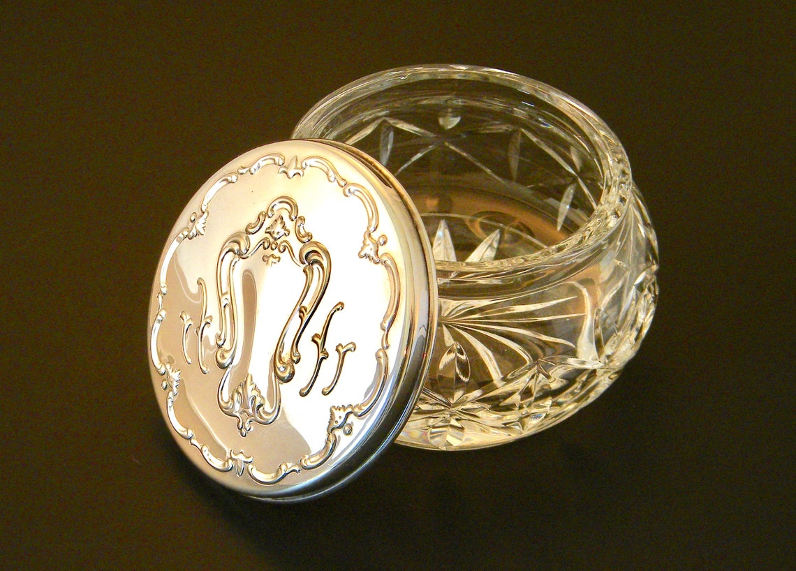 Vintage Silverplate Cut Crystal Powder Dresser Jar - Etsy