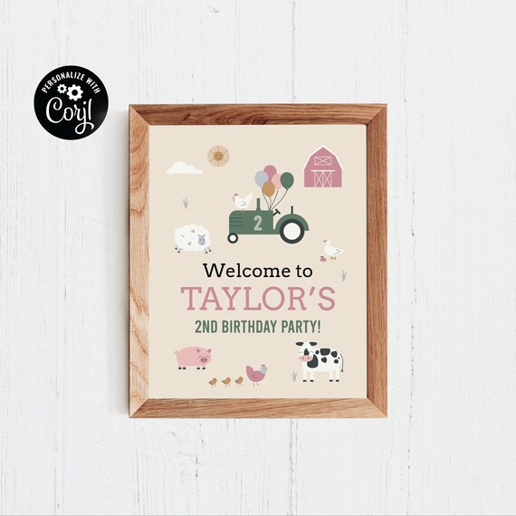 Editable Farm Animals Birthday Welcome Sign 8x10 16x20 1st | Etsy