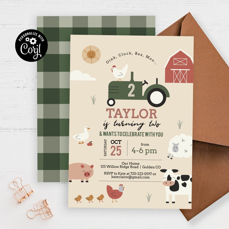 Editable Farm Animals Birthday Party Invitation Boy Barnyard - Etsy