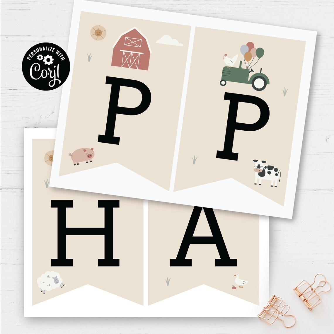 Editable Farm Animals Birthday Banner Party 1st 2nd Boy - Etsy